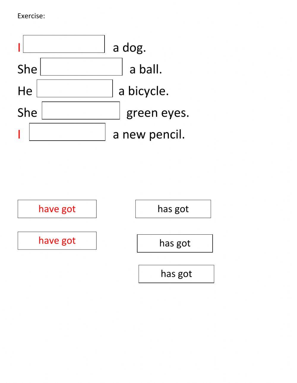 Have got exercise for elementary | Live Worksheets