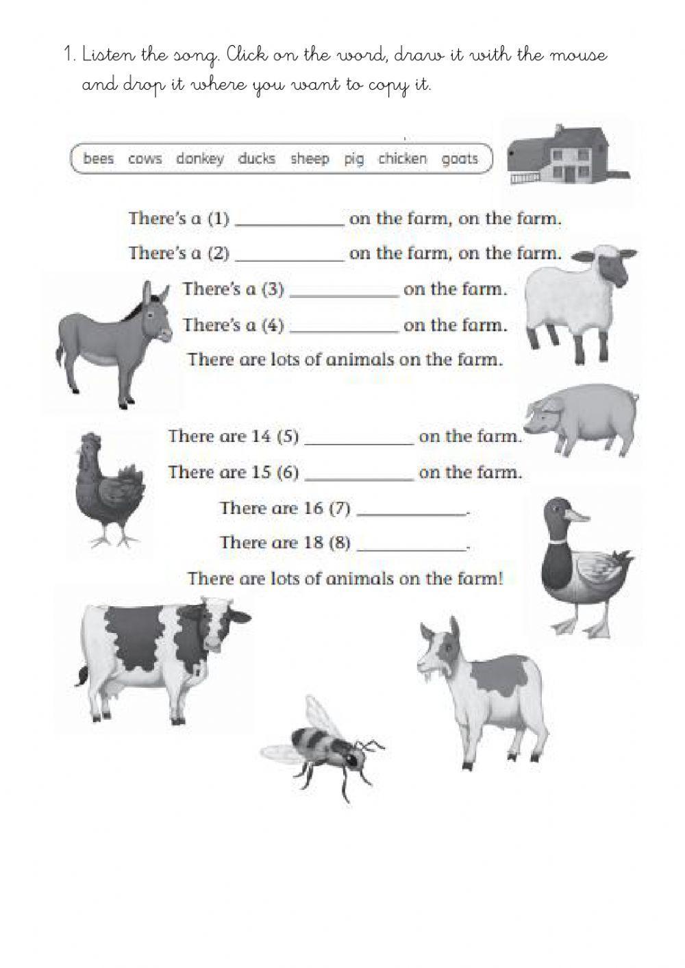 At the farm | Free Interactive Worksheets | 173477