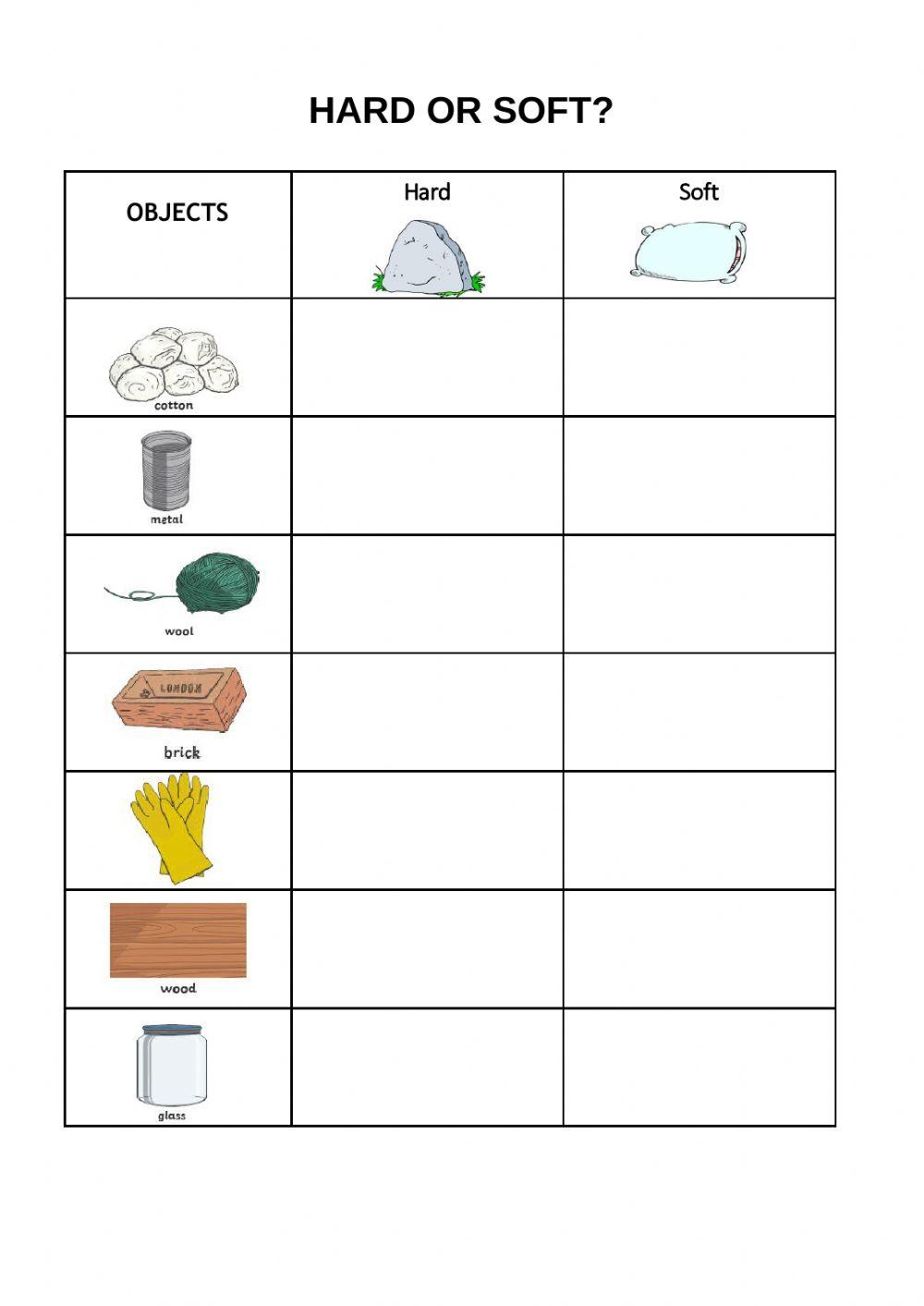 soft and hard objects wordwall