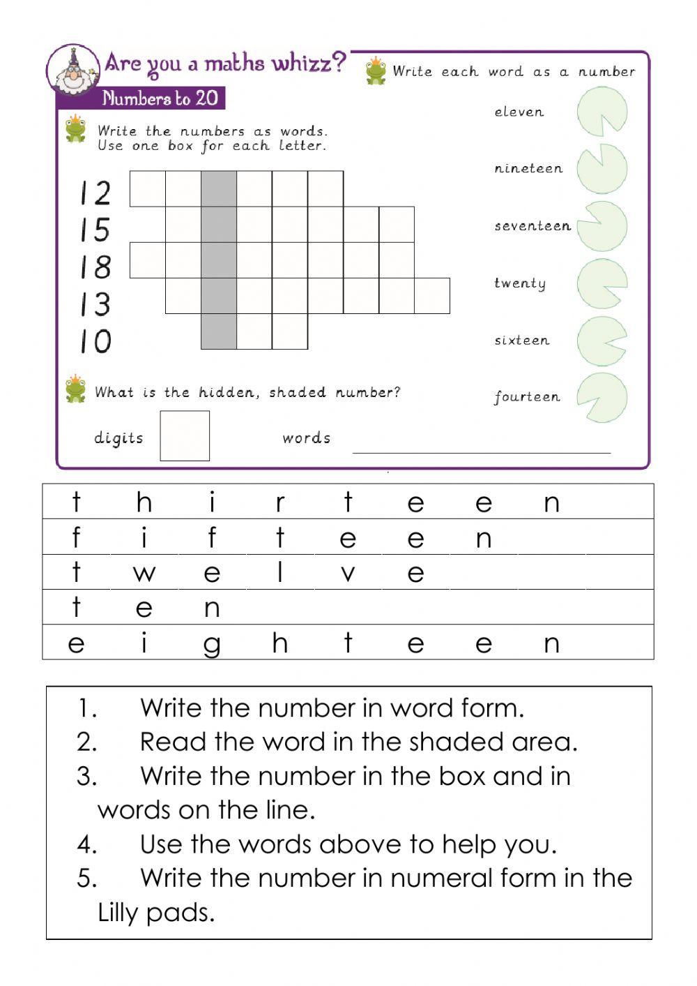 Numbers in word… | Free Interactive Worksheets | 173915