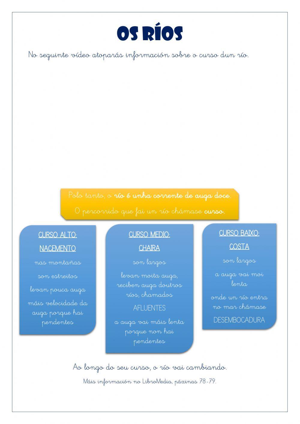 Os ríos worksheet | Live Worksheets