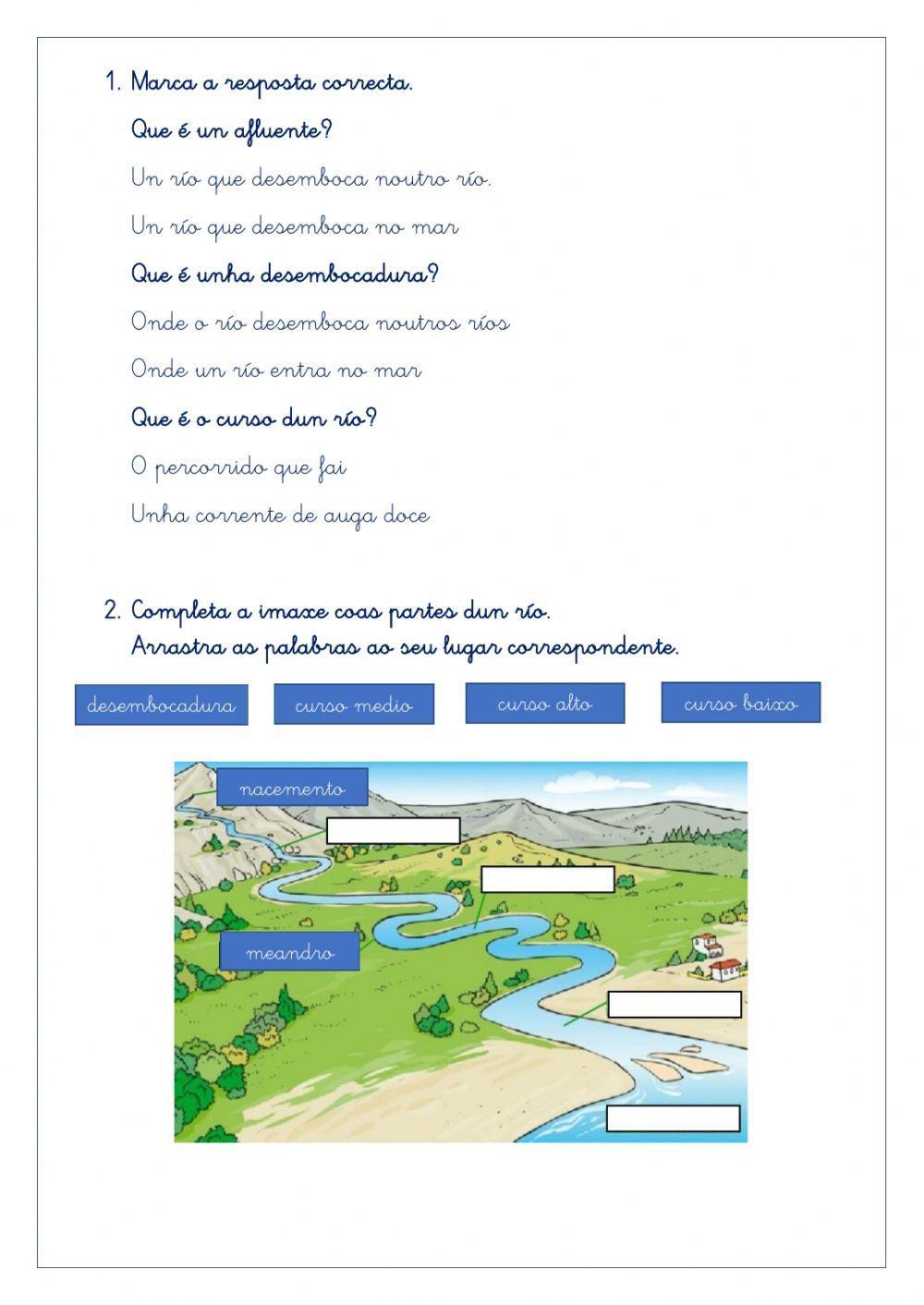 Os ríos worksheet | Live Worksheets