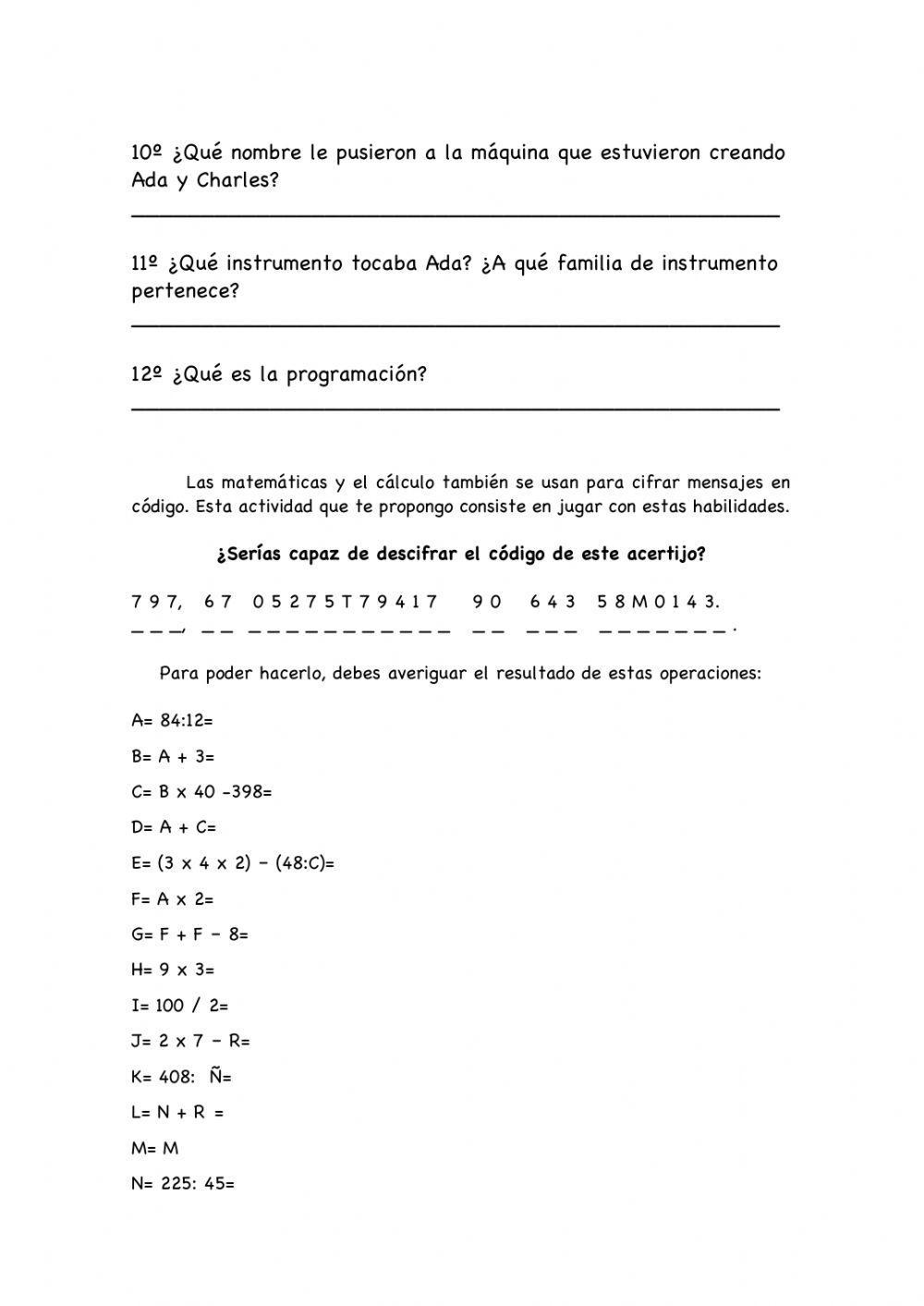 Ada Lovelace worksheet | Live Worksheets