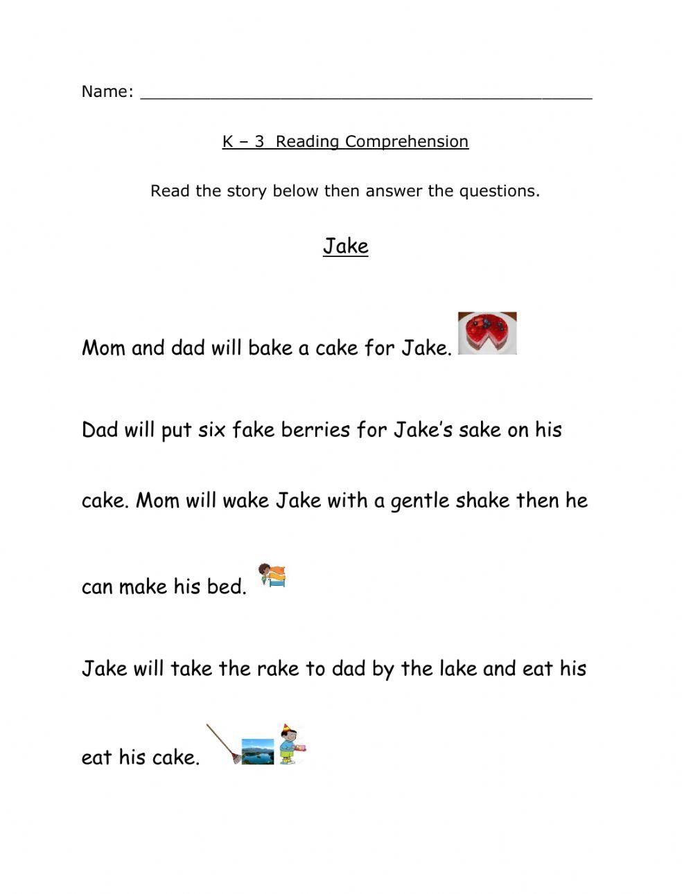 K -3 Reading Comprehension online exercise for | Live Worksheets