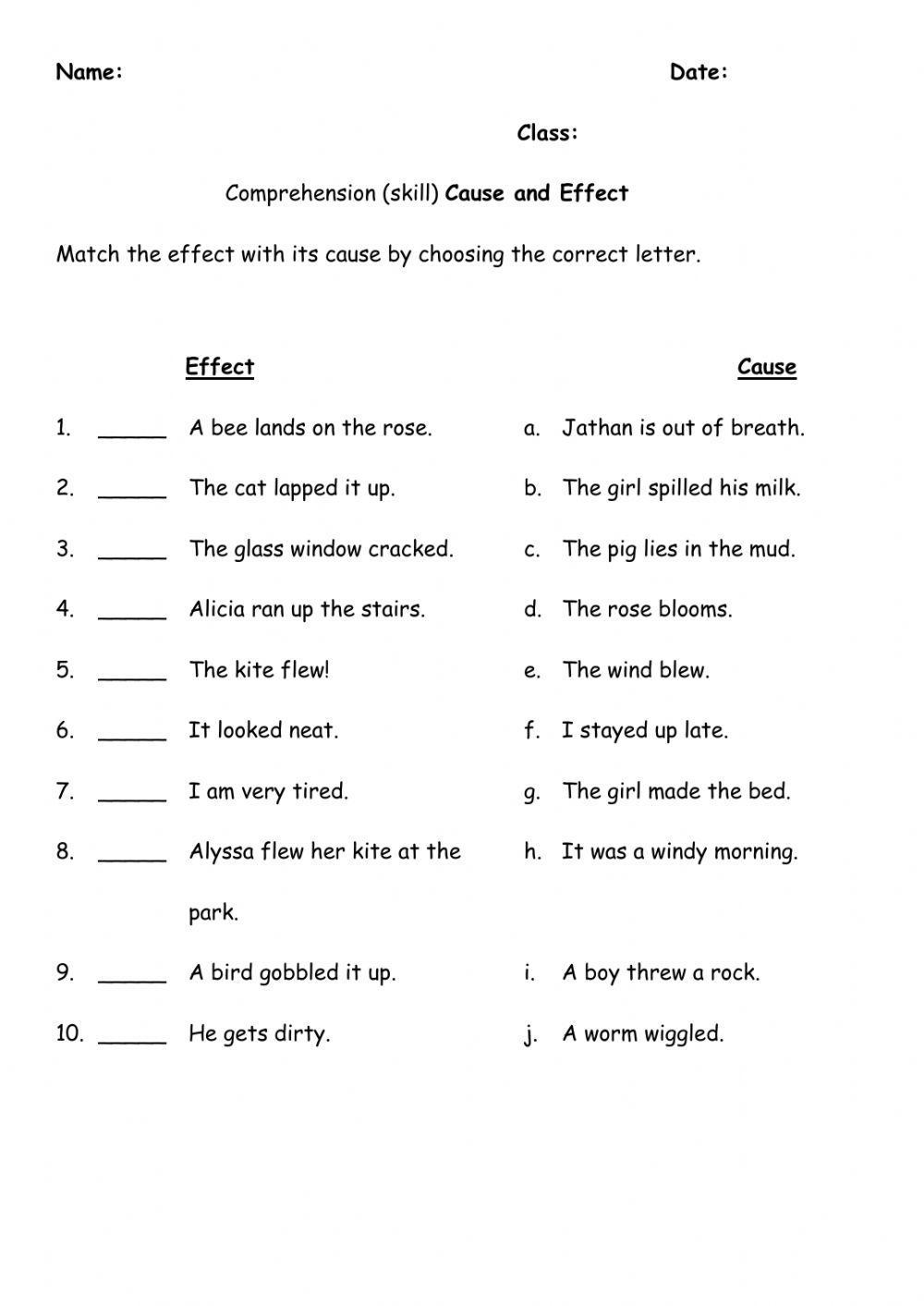 Cause And Effect Exercise Live Worksheets cause-and-effect-exercise-live-worksheets
