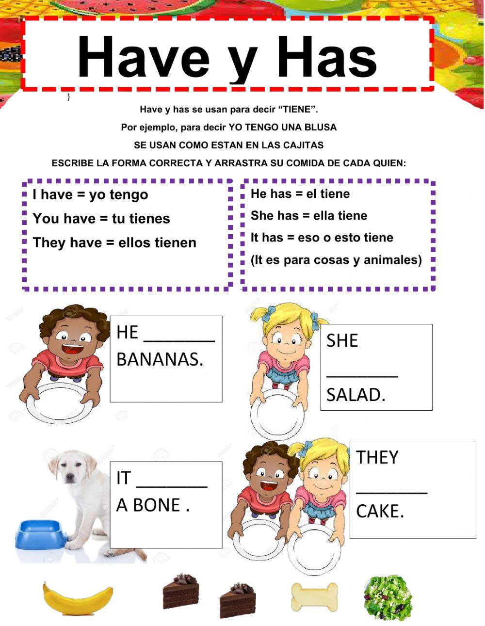 Have and has activity | Live Worksheets