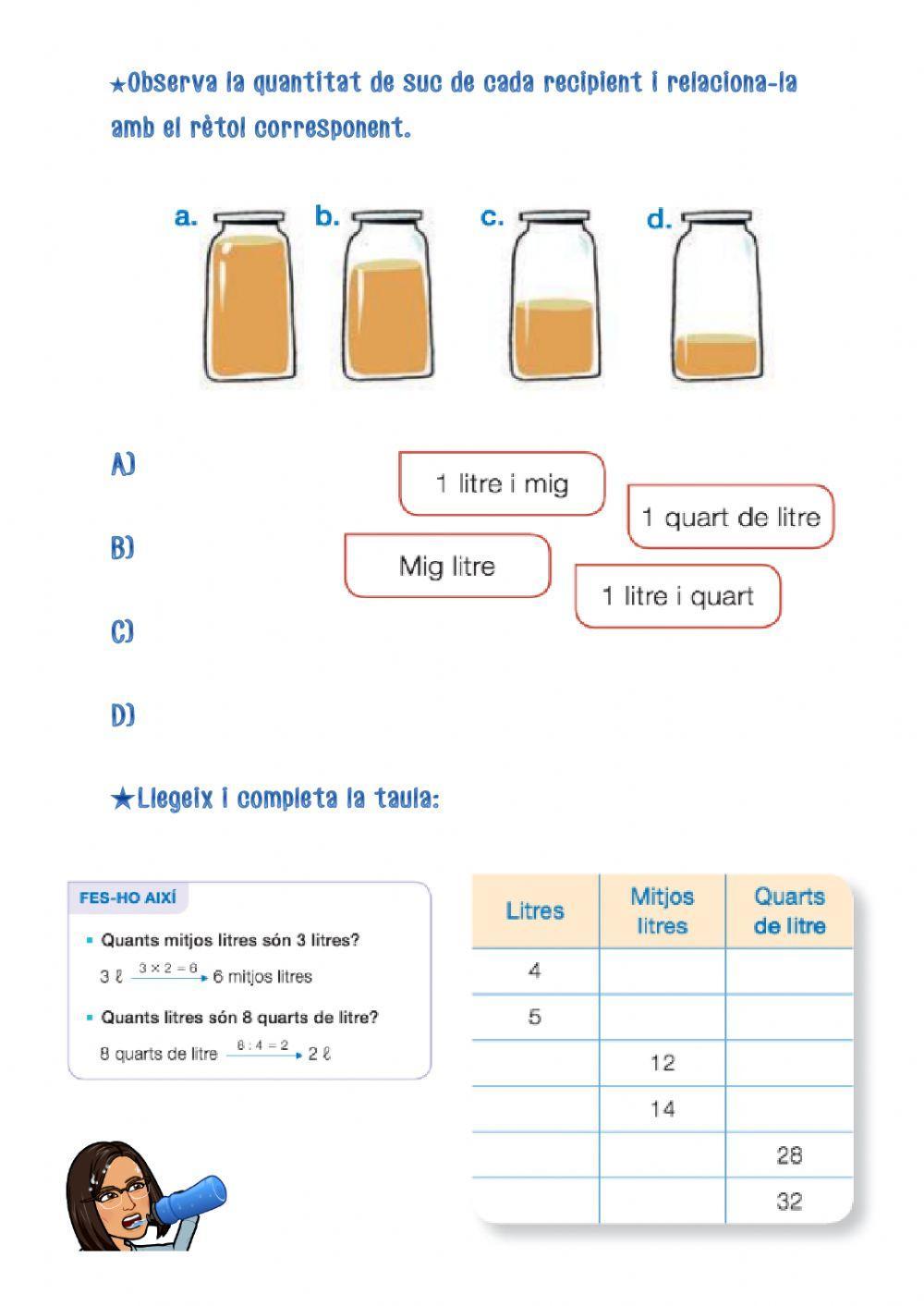 176403 | Litres, mig litre i quart de litre | Mercè S C