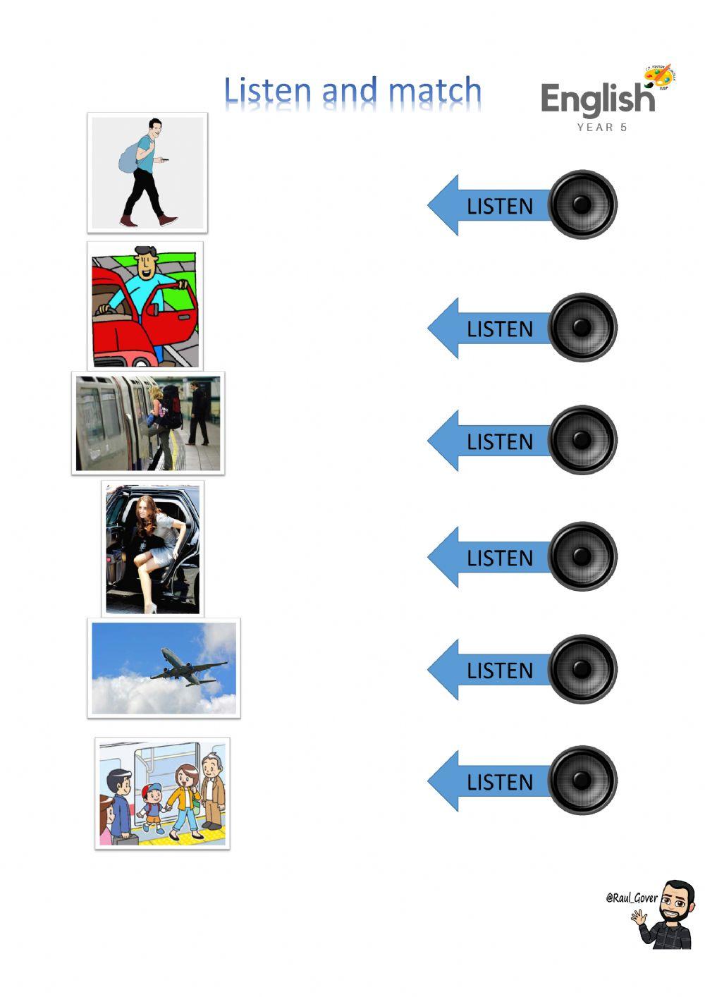 Listen and match Unit 2 Year 5 II worksheet | Live Worksheets