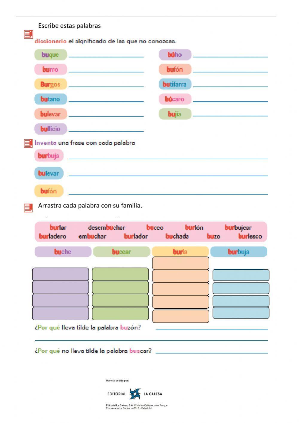 Ortografía b bu… | Free Interactive Worksheets | 177155