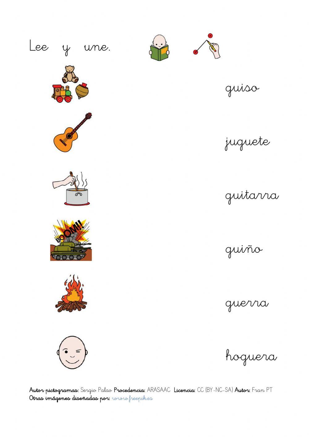 Letra gu worksheet | Live Worksheets