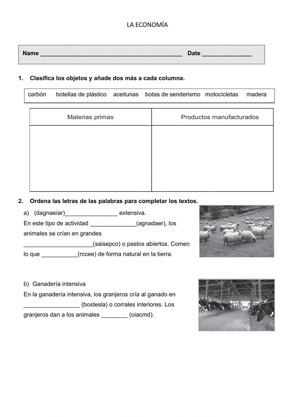 Economía interactive worksheet | Live Worksheets
