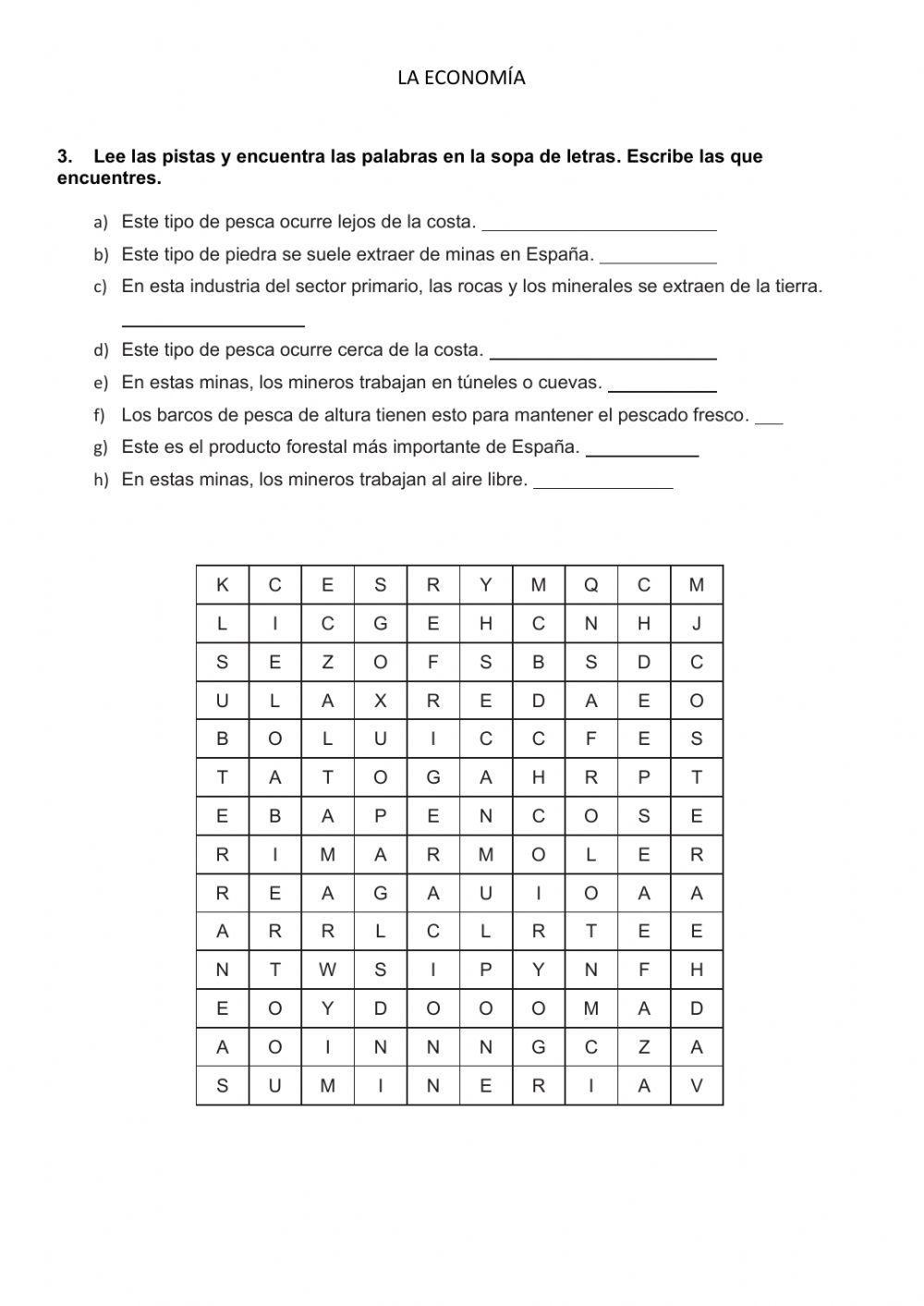 Economía interactive worksheet | Live Worksheets