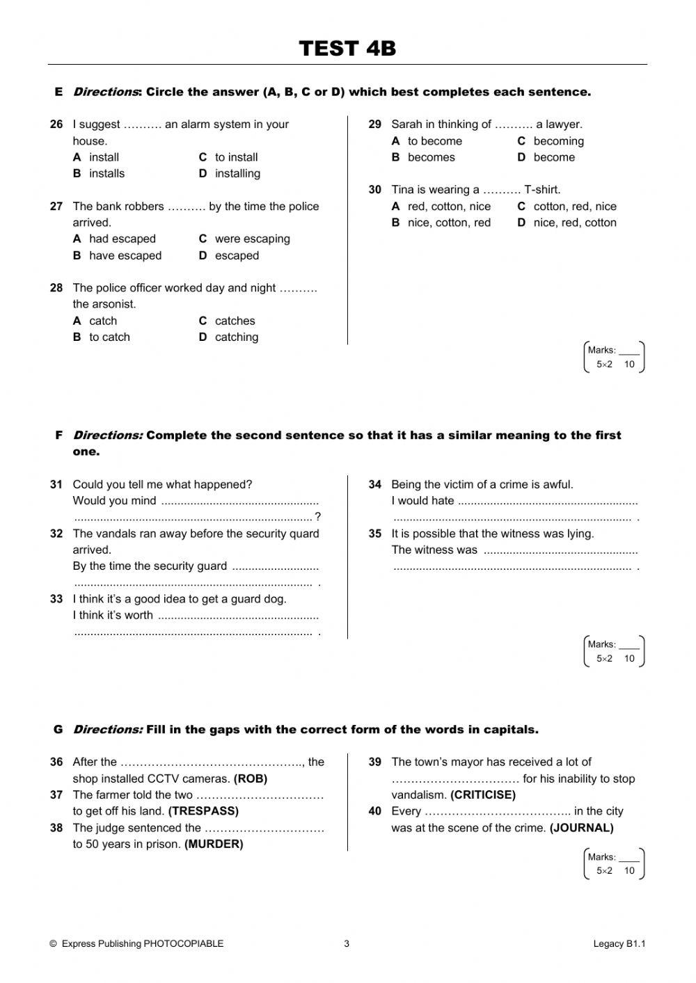 Legacy B1.1 Uni… | Free Interactive Worksheets | 5633449