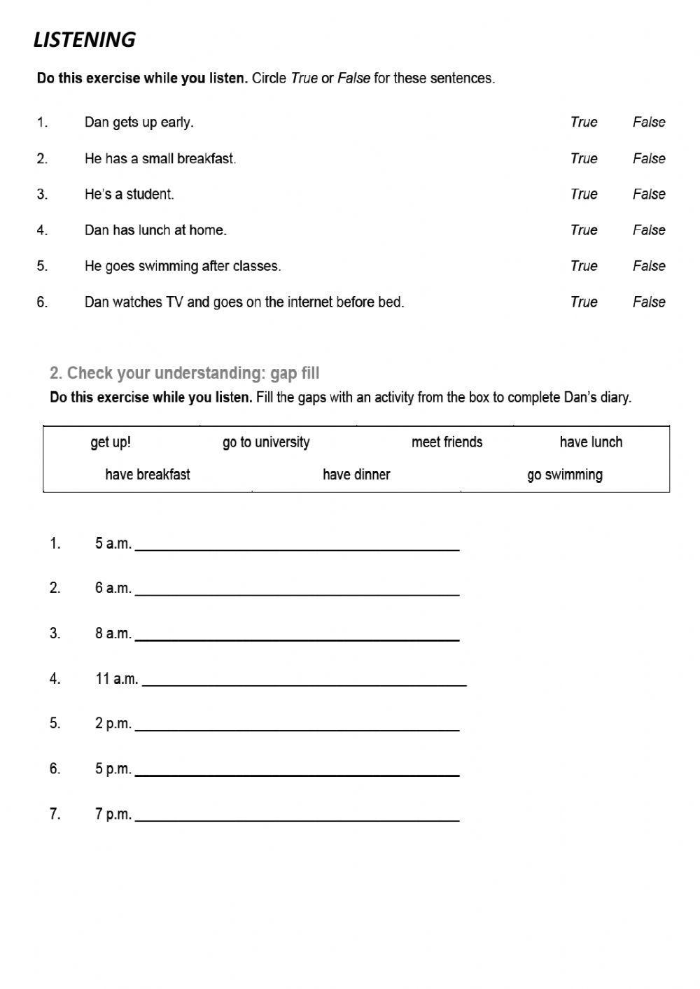Listening online exercise for 10+ | Live Worksheets