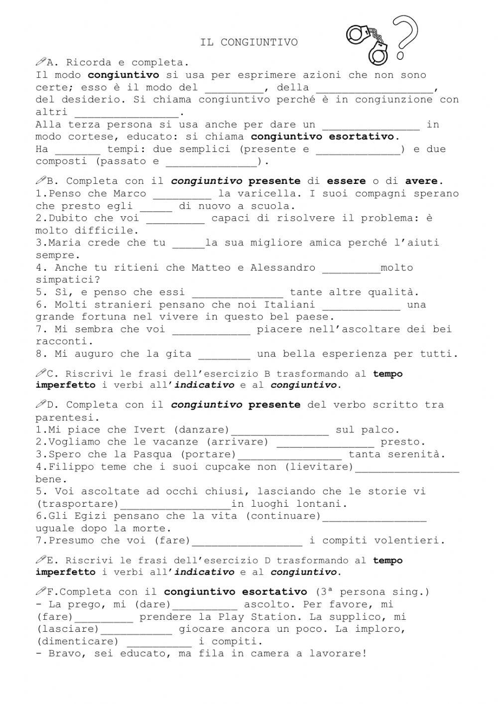 congiuntivo online exercise for | Live Worksheets