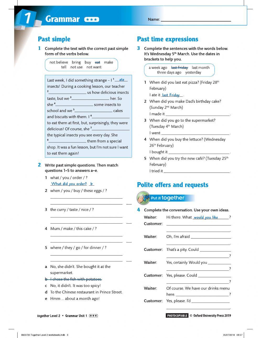 revision unit 1 | Free Interactive Worksheets | 5634756