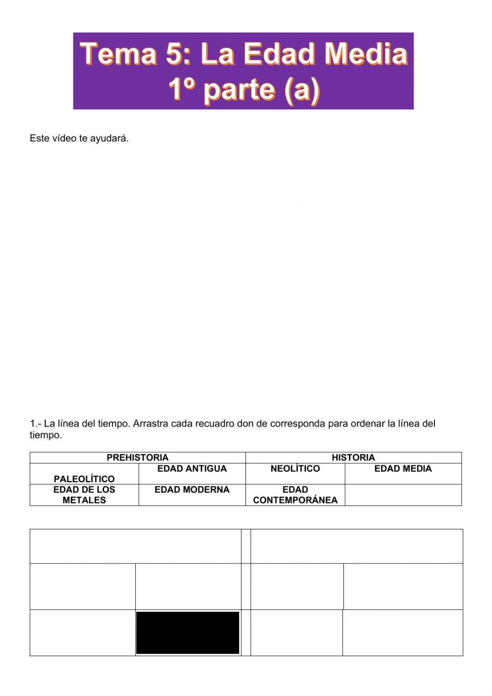 El largo período medieval worksheet | Live Worksheets