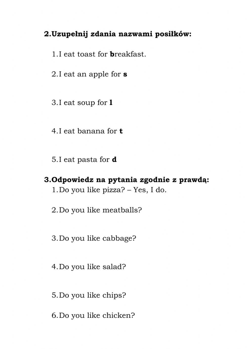 2b food worksheet | Live Worksheets