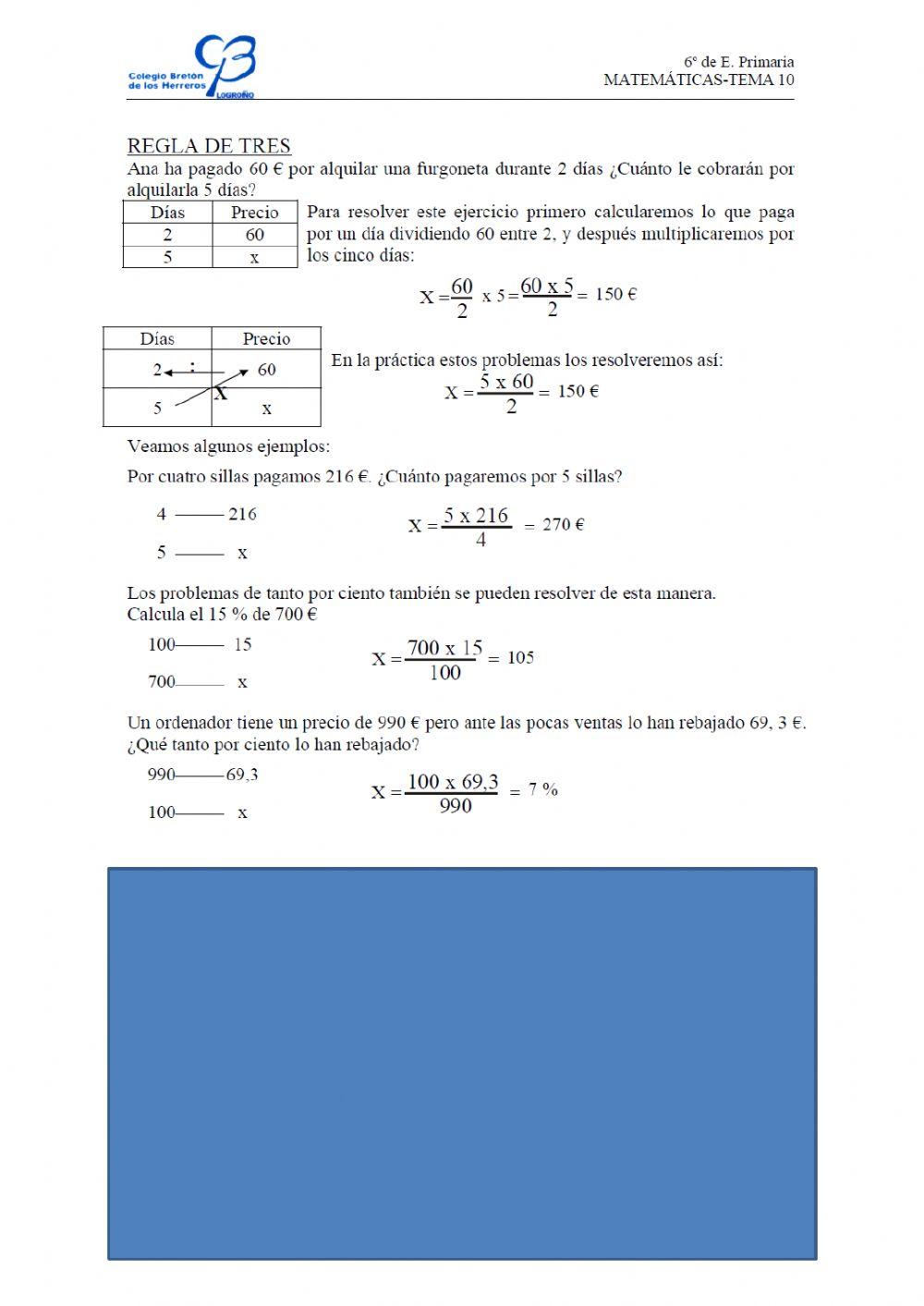 Regla de 3 | Free Interactive Worksheets | 179029