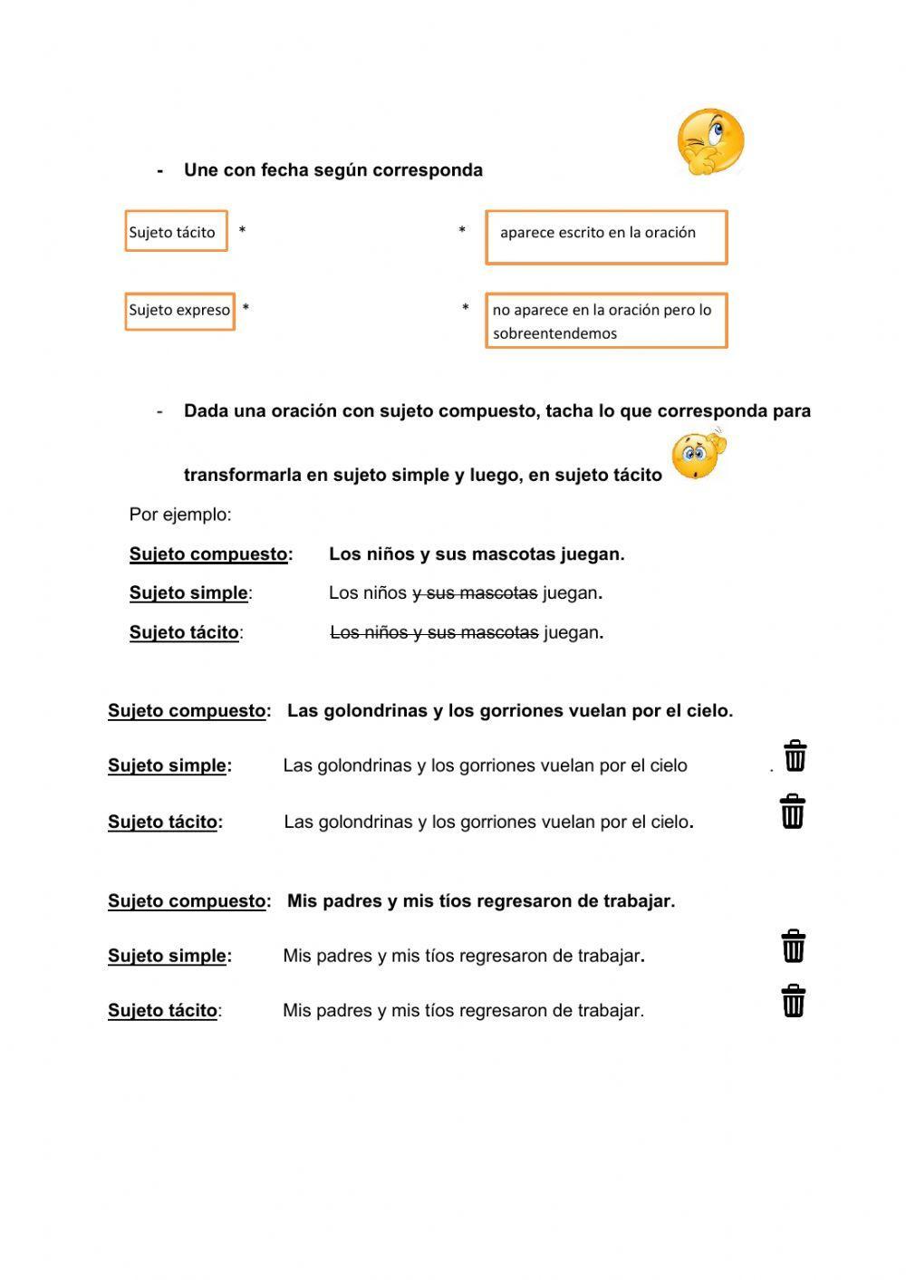 Sujeto Simple, Compuesto Y Tácito Worksheet Live, 56% OFF