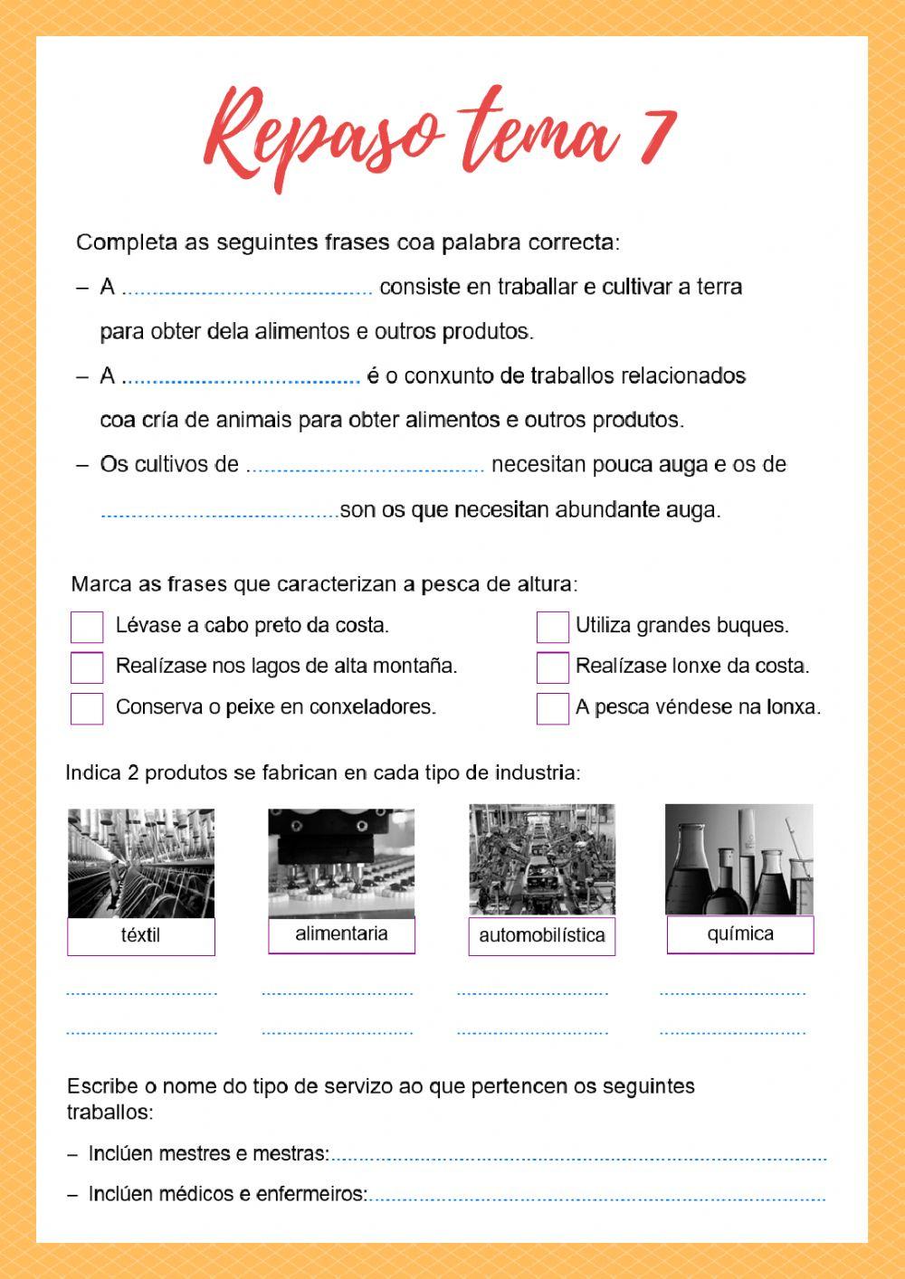 Repaso tema 7 Sociais worksheet | Live Worksheets