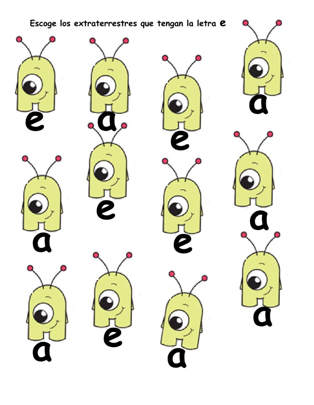 Selecciona la letra e worksheet | Live Worksheets