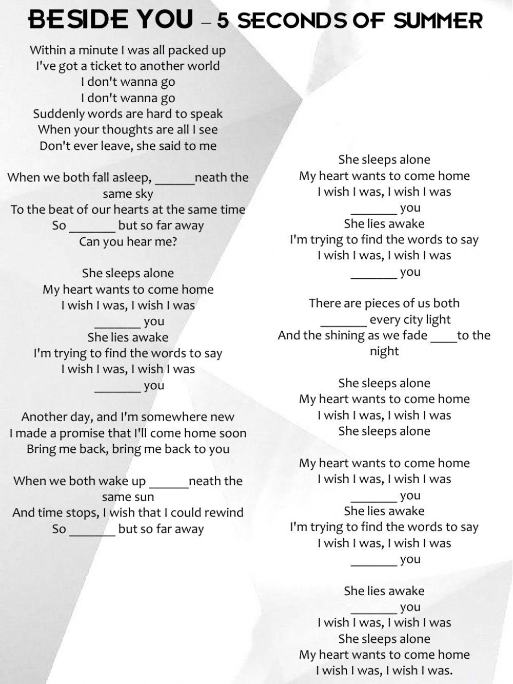 PREPOSITIONS SONG online exercise for | Live Worksheets