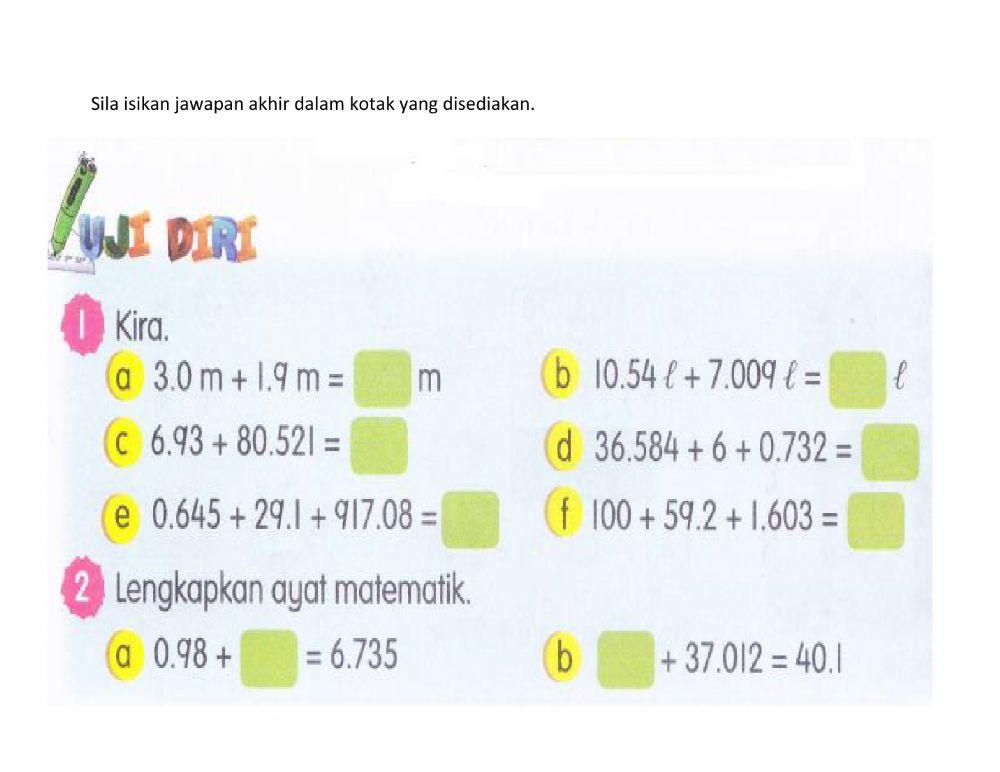 Matematik tahun 4 exercise | Live Worksheets