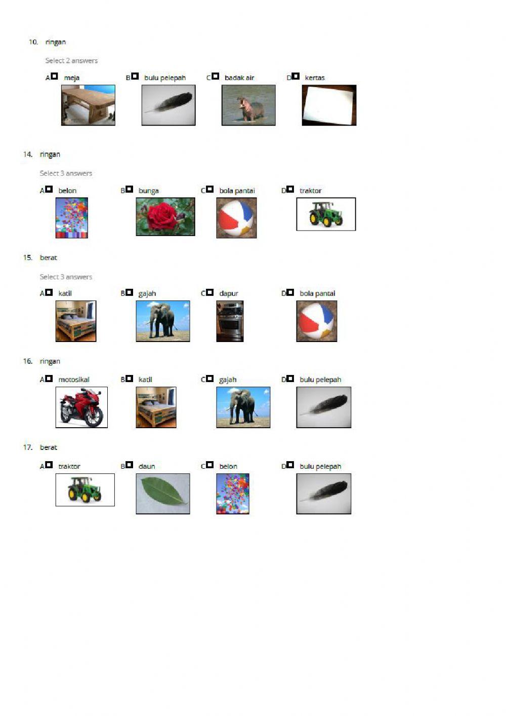 Berat atau ringan worksheet | Live Worksheets