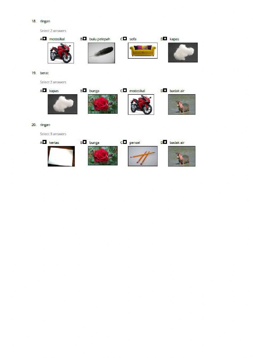 Berat atau ringan worksheet | Live Worksheets