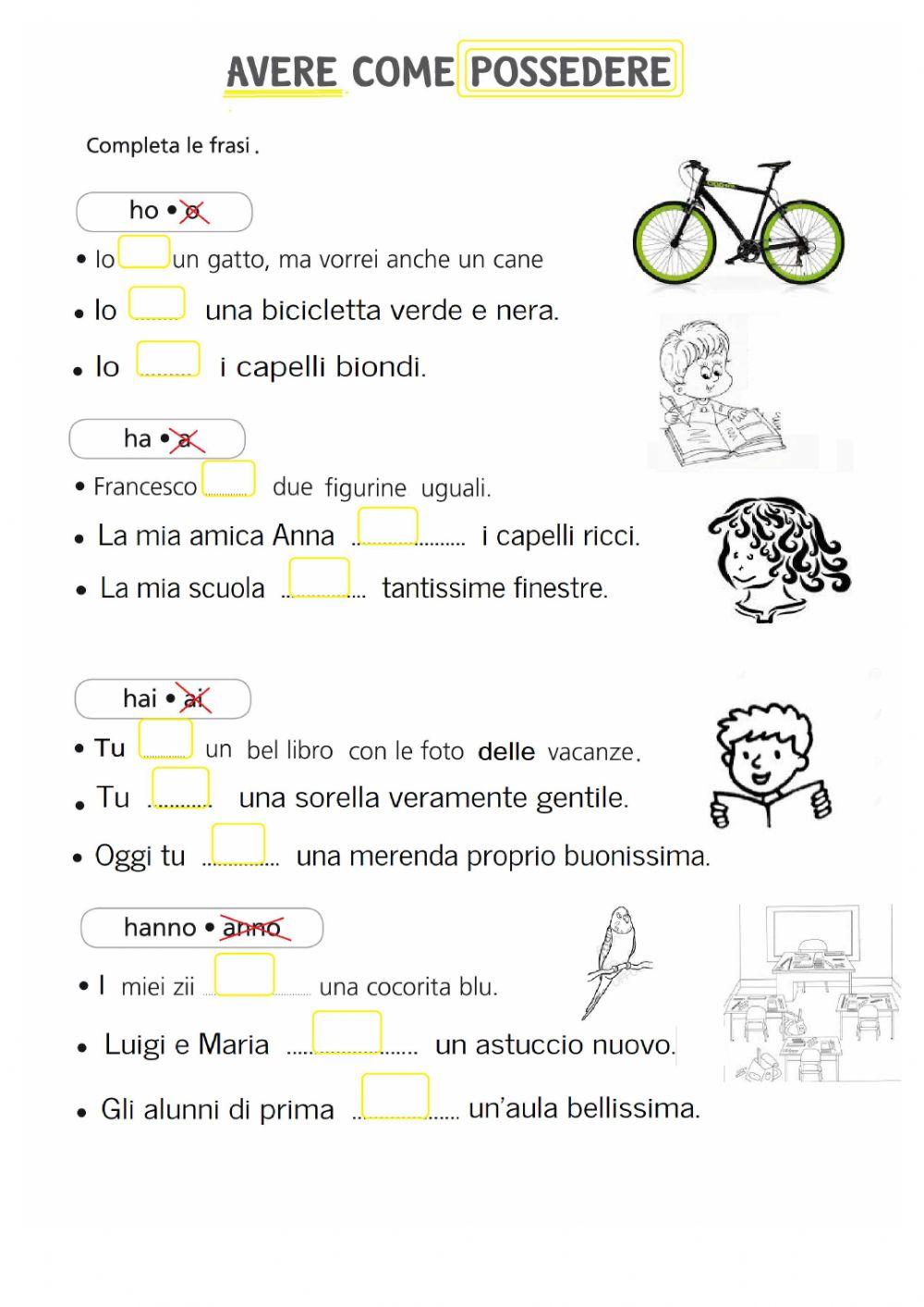 H che significa possedere 2 worksheet | Live Worksheets