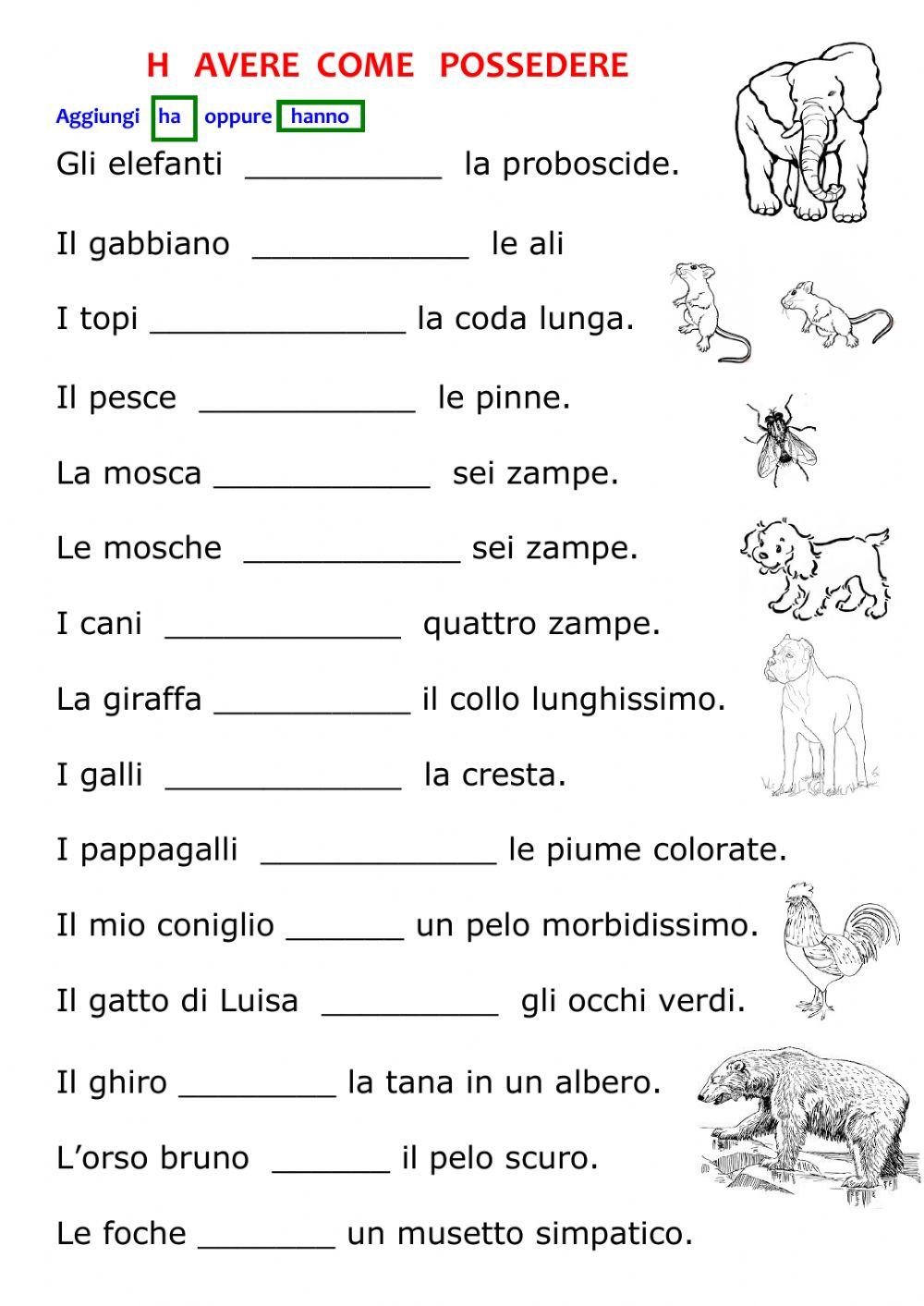 H che significa possedere 3 worksheet | Live Worksheets