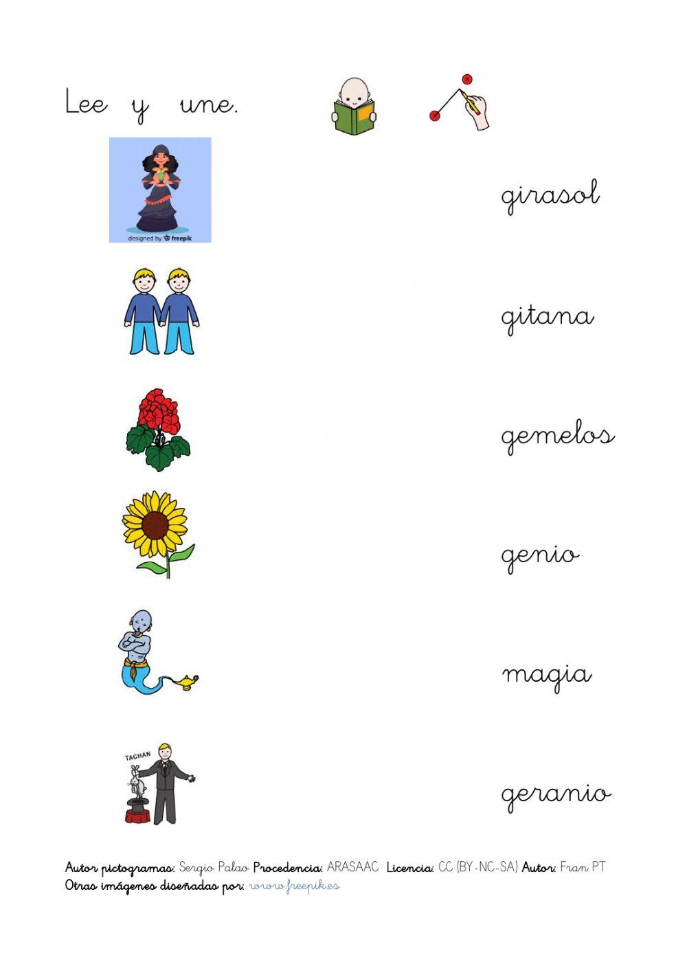 Letras ge, gi worksheet | Live Worksheets