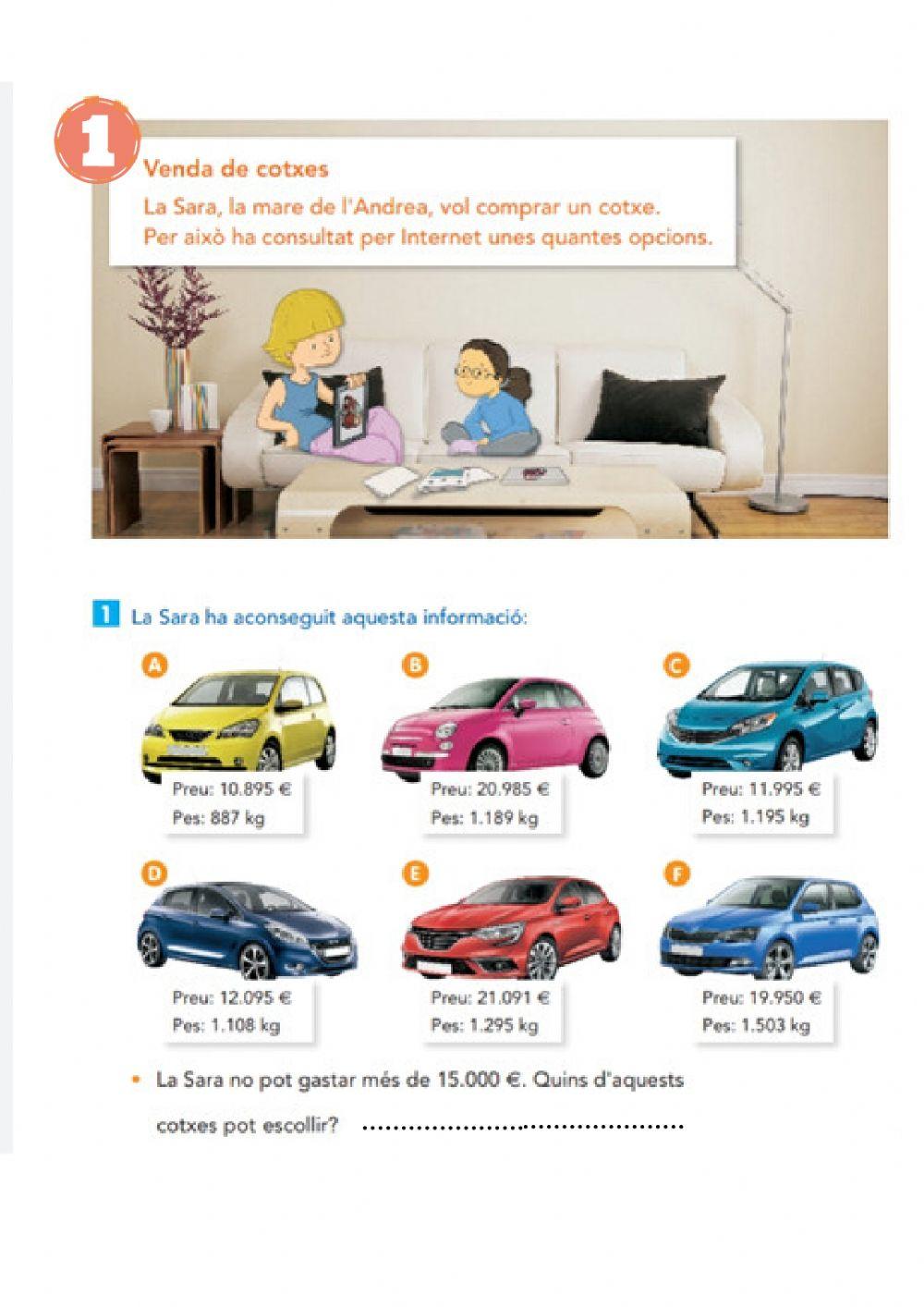 Venda de cotxes worksheet | Live Worksheets