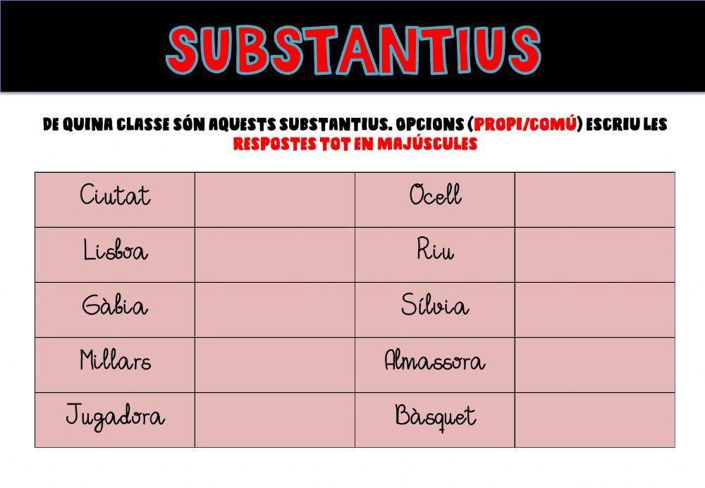 Substantius | Free Interactive Worksheets | 181003