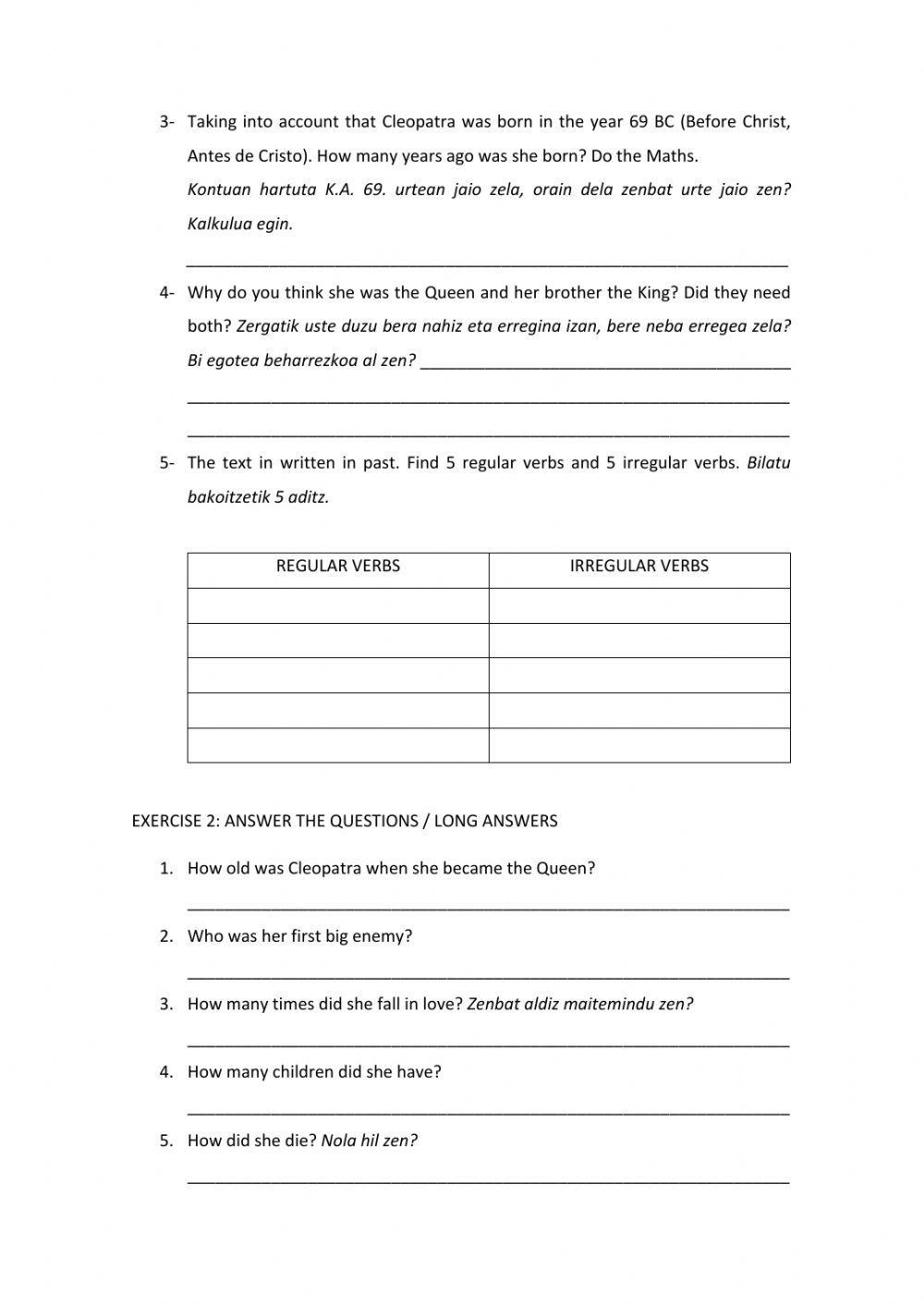 Cleopatra-s biography | LiveWorksheets | 181164