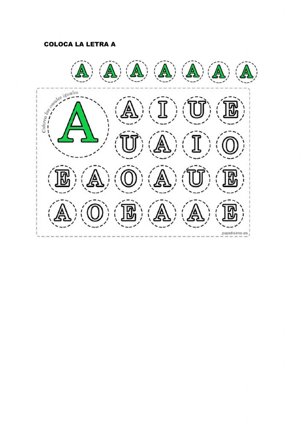 Vocal A online worksheet for infantil | Live Worksheets