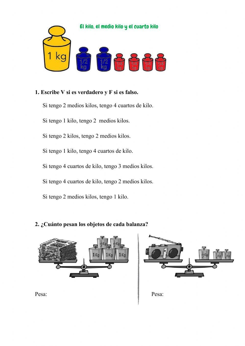 El kilo y los pictogramas worksheet | Live Worksheets