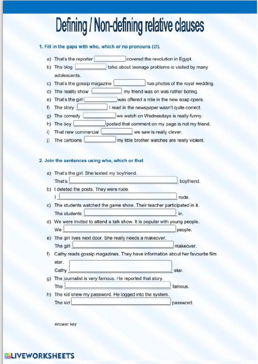 Defining Relative Clauses -WHO-WHICH-THAT-- 5641697