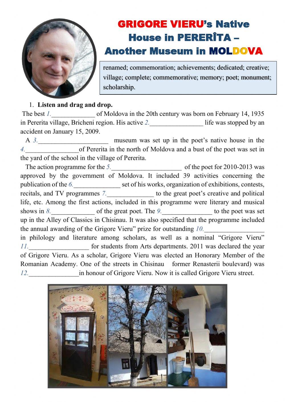Grigore Vieru interactive worksheet | Live Worksheets
