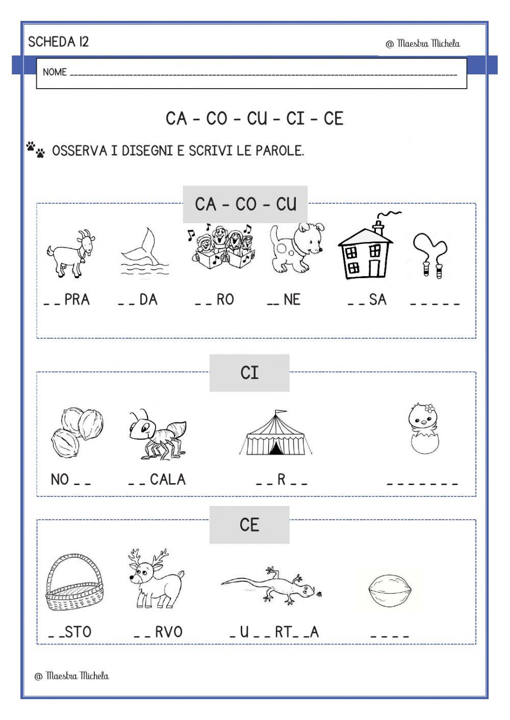 Ca-co-cu-ci -ce | Free Interactive Worksheets | 182488