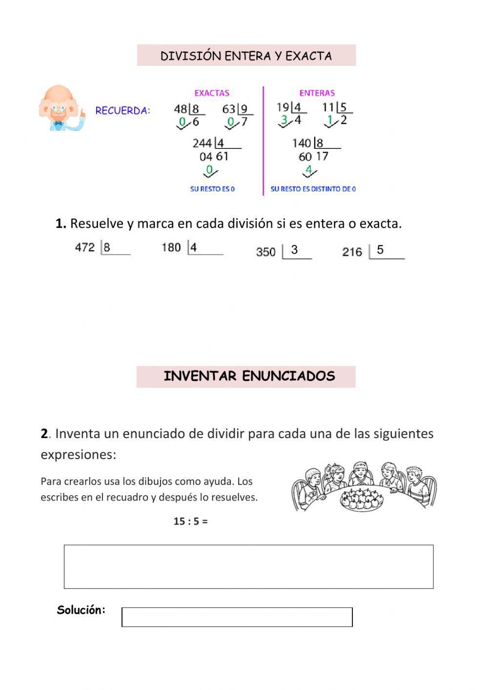 División entera… | Free Interactive Worksheets | 174165