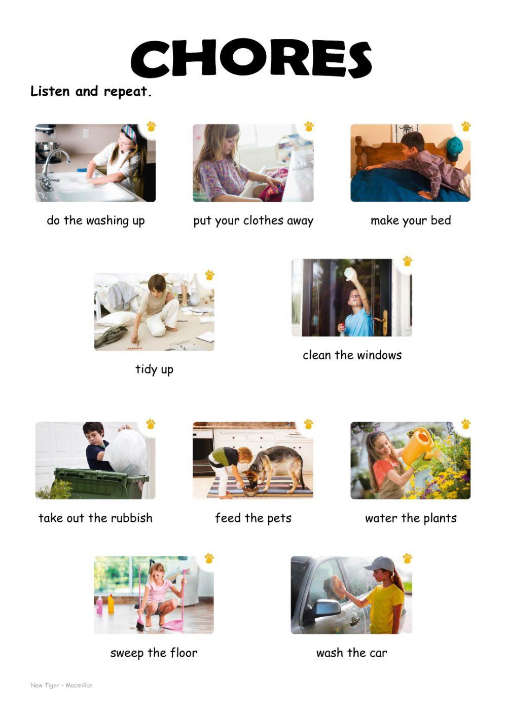 Chores | Free Interactive Worksheets | 183217