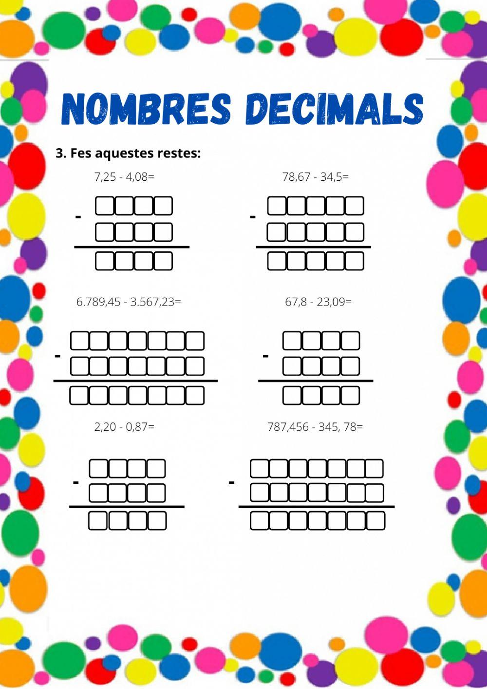 Nombres decimals online exercise for | Live Worksheets
