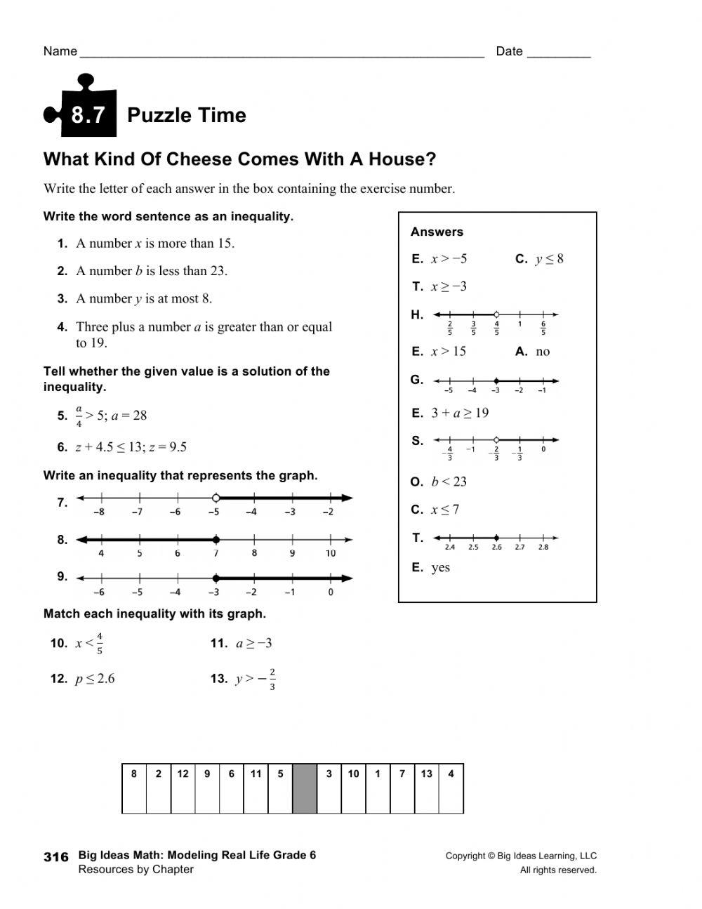 Big Ideas Math- 8.7 Puzzle Time 5645674 | Georgepr | Live