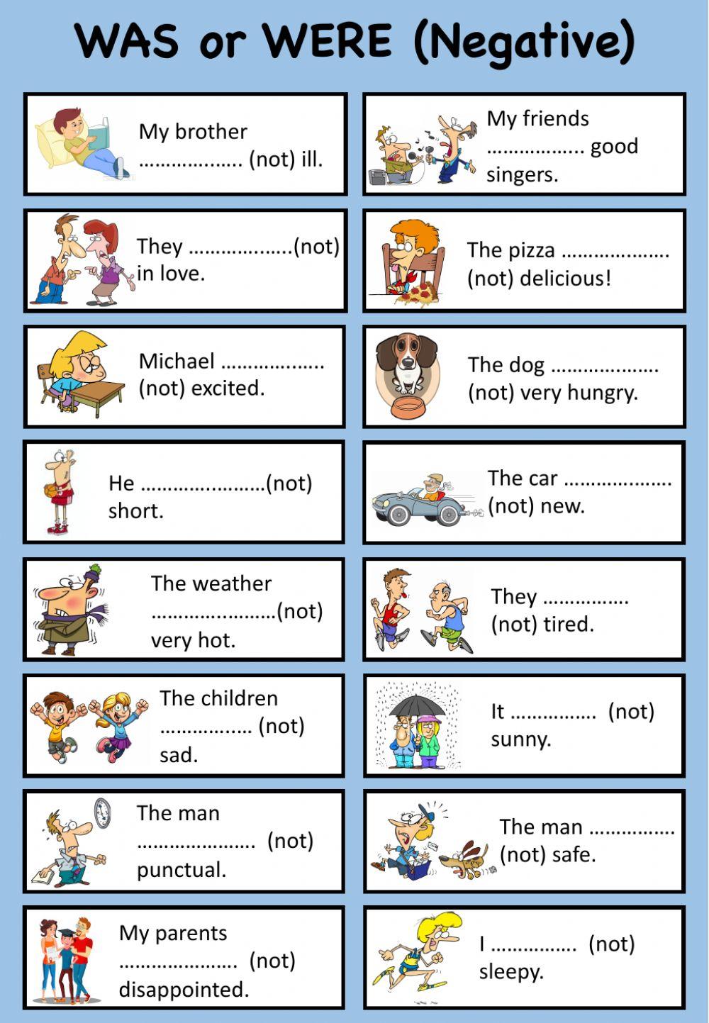 WAS or WERE negative online exercise for | Live Worksheets