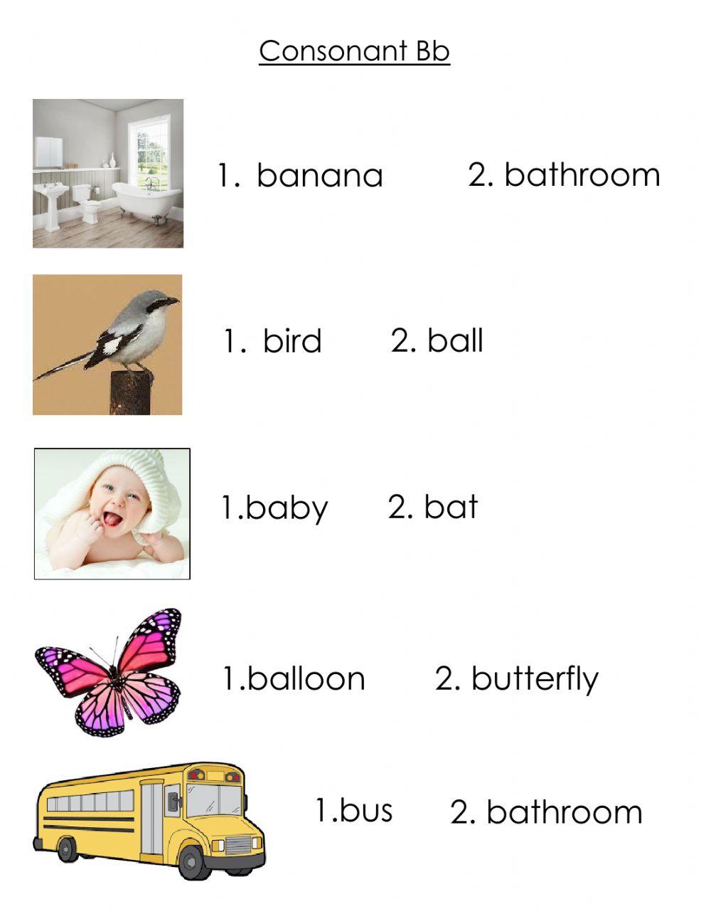 Consonant Bb worksheet | Live Worksheets