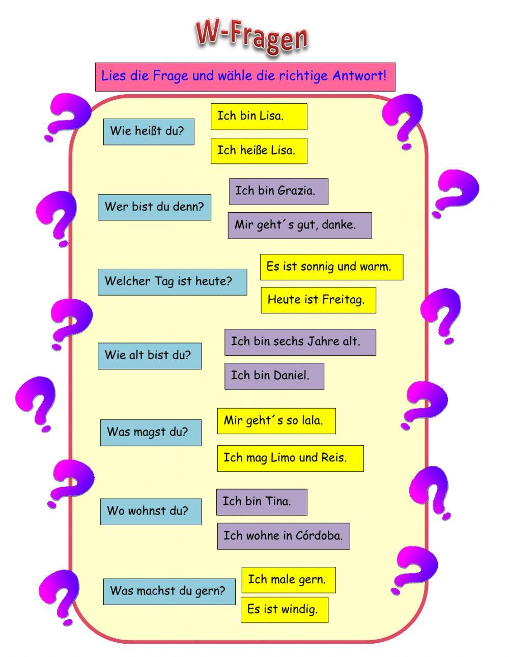 W- Fragen online exercise for | Live Worksheets