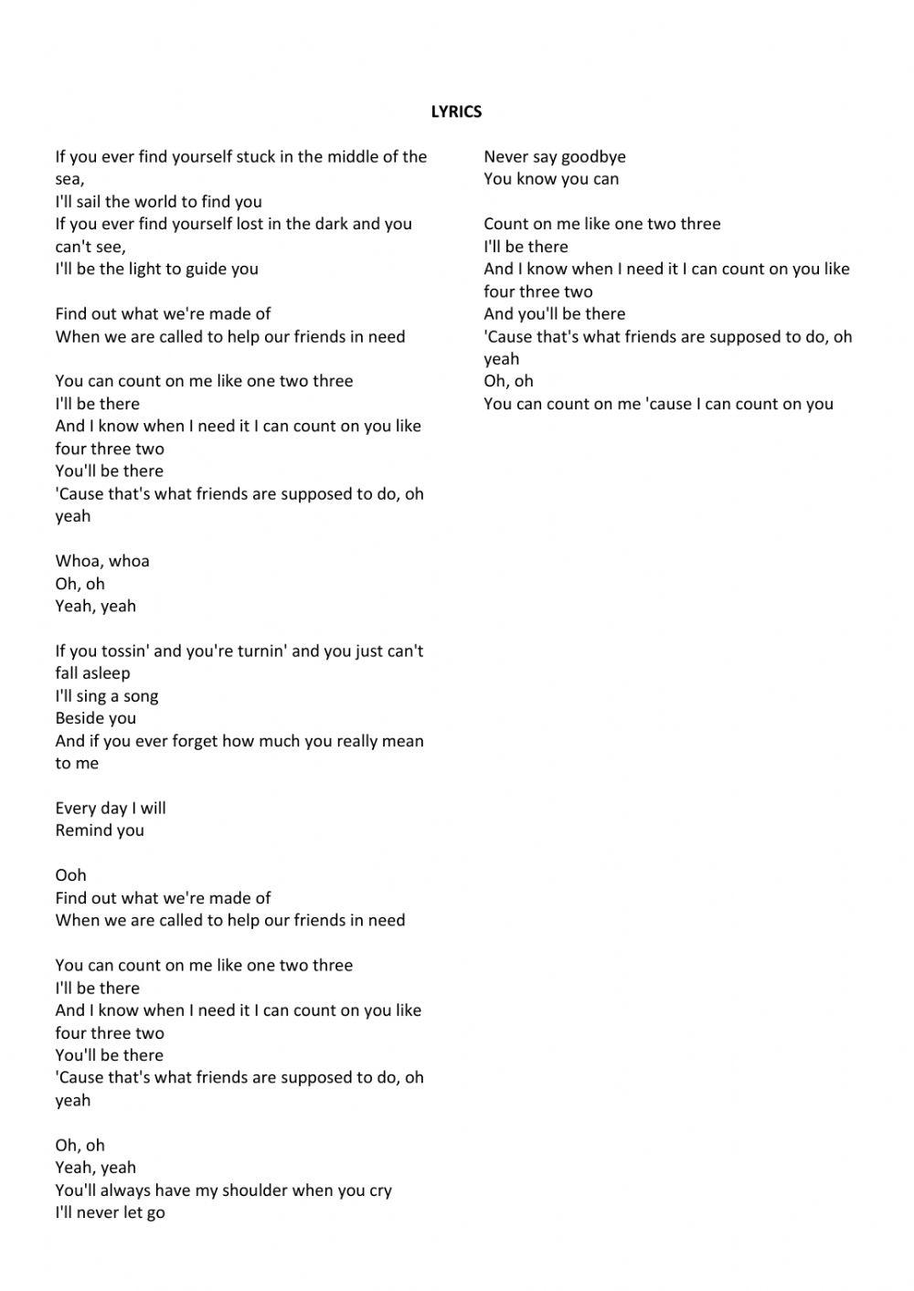 First Conditional Song online exercise for | Live Worksheets