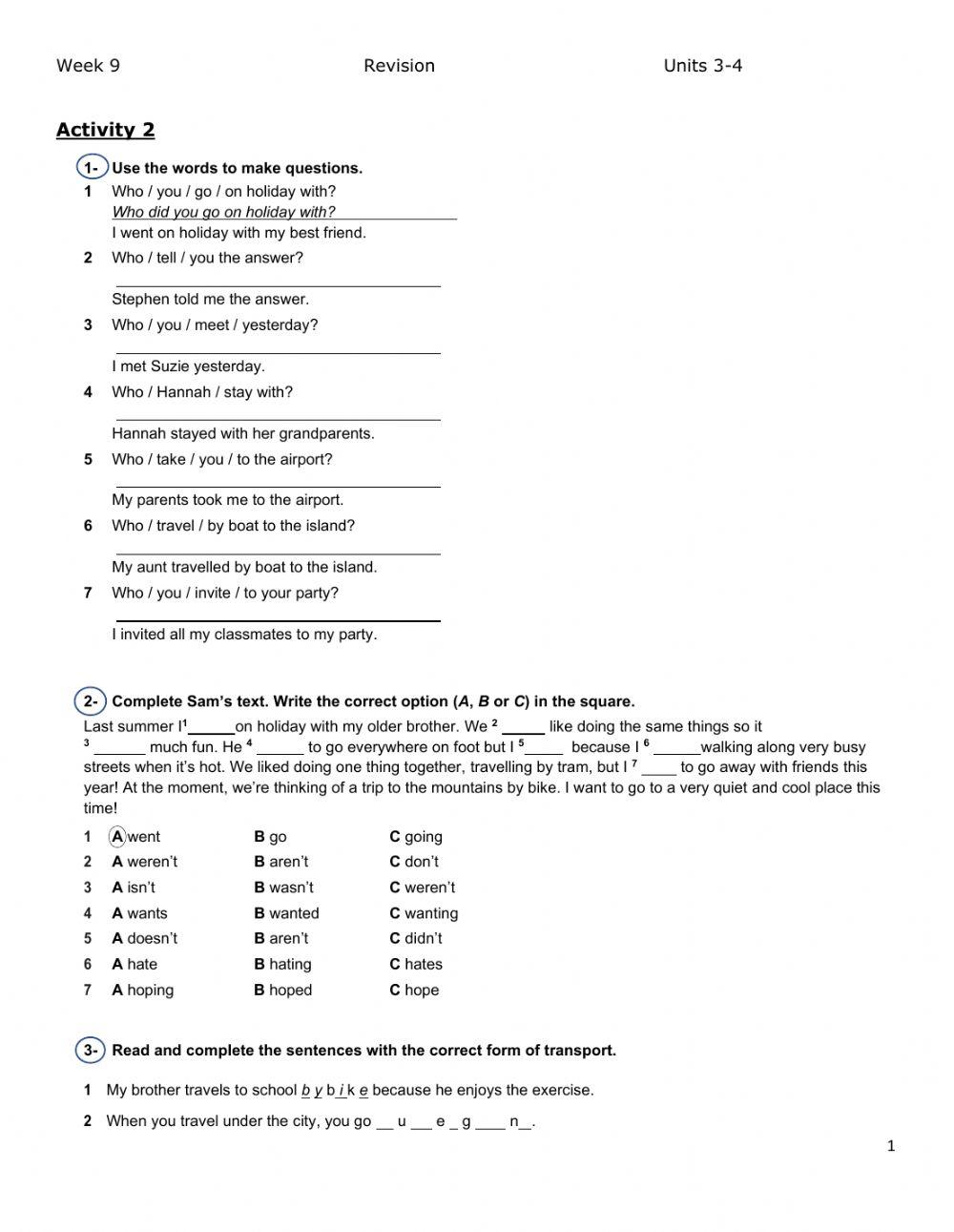 Week 9 - revision - units 3-4 184126 | Ana Oliver | Live
